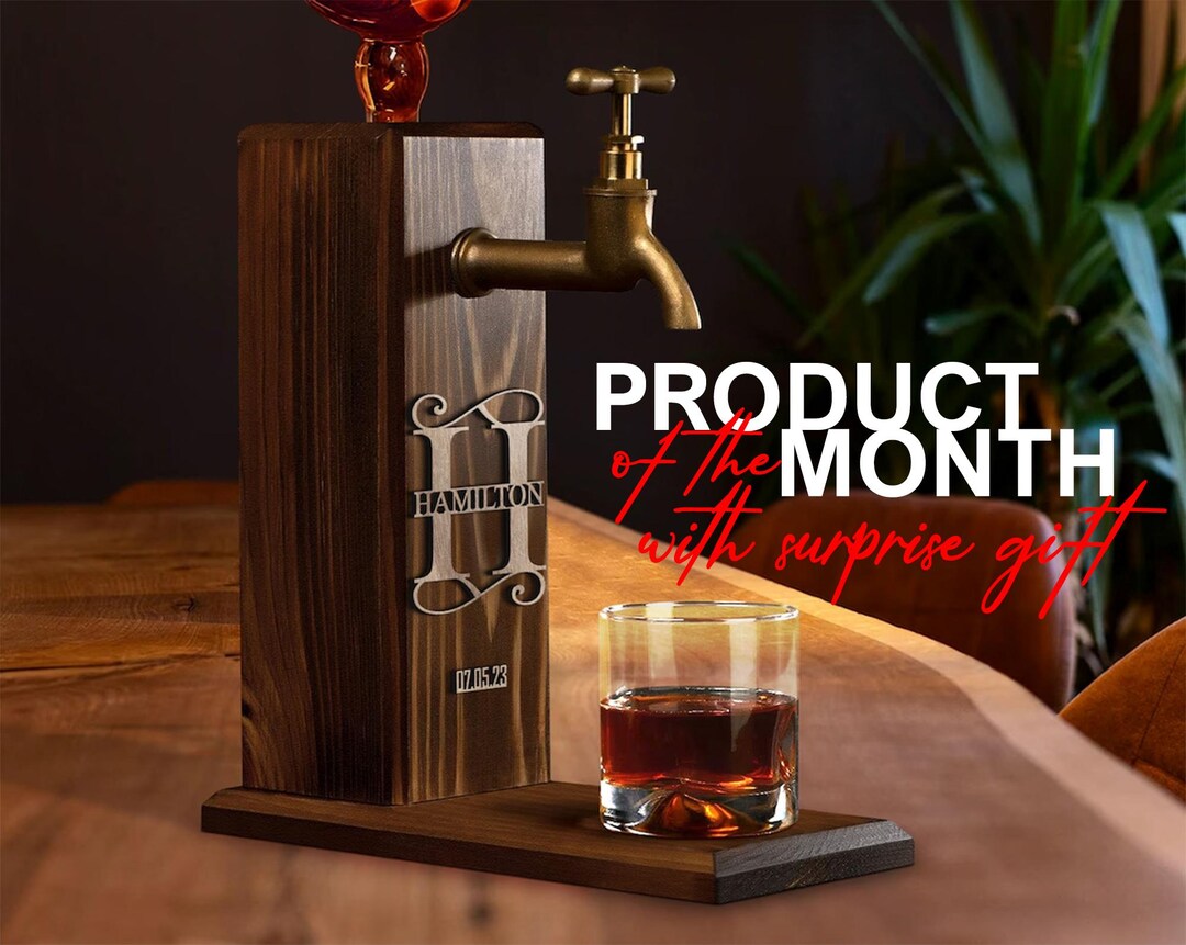 Personalized Embossed Name Wooden Whiskey Dispenser, Wood Dispenser ...