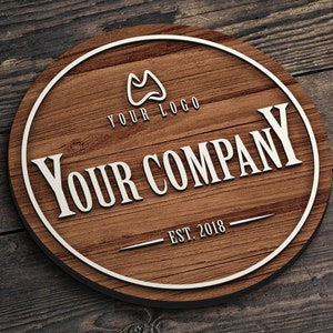 Personalized Wooden Logo Sign Wooden Round Sign Custom Wood - Etsy