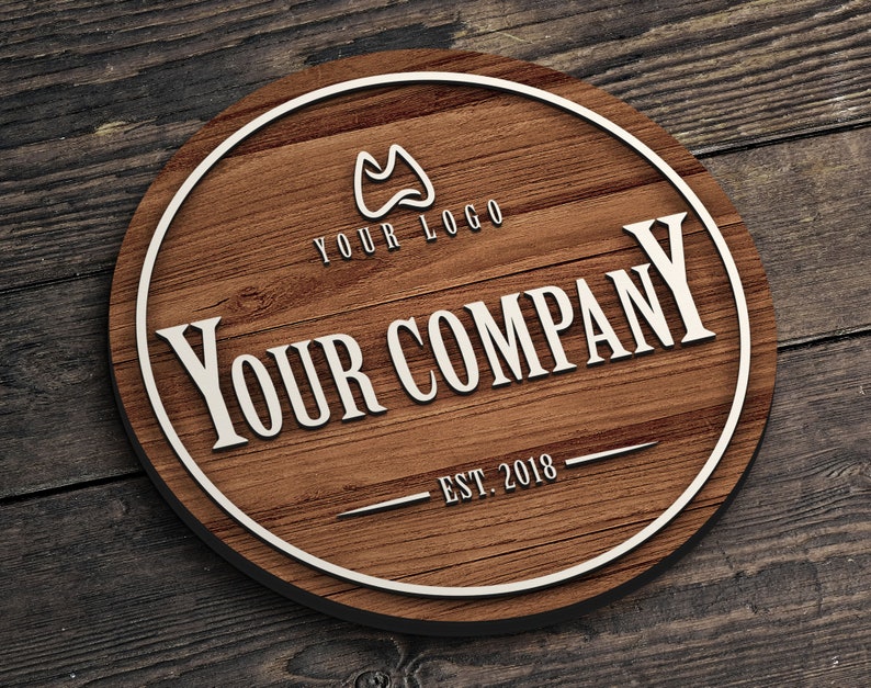 Personalized Wooden Logo Sign Wooden Round Sign Custom Wood - Etsy