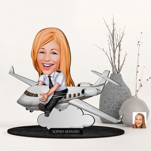 Personalized 3D Wooden Cartooned Captain Pilot Figurine Trinket, Custom ...