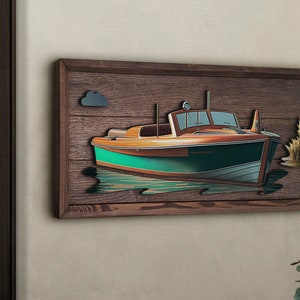 Handmade Oak Tree Boat / Sailboat Wood Painting, Custom Wood Wall Art ...