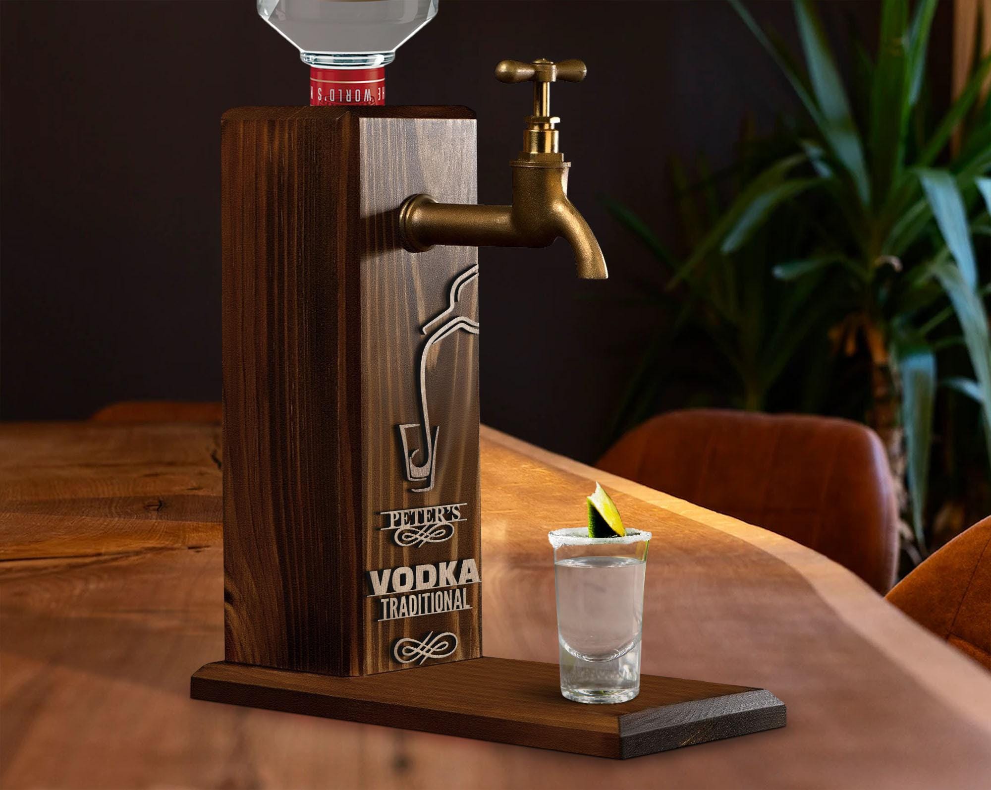 Personalized Embossed Name Wood Vodka Dispenser, Wine, Vodka, Whiskey ...