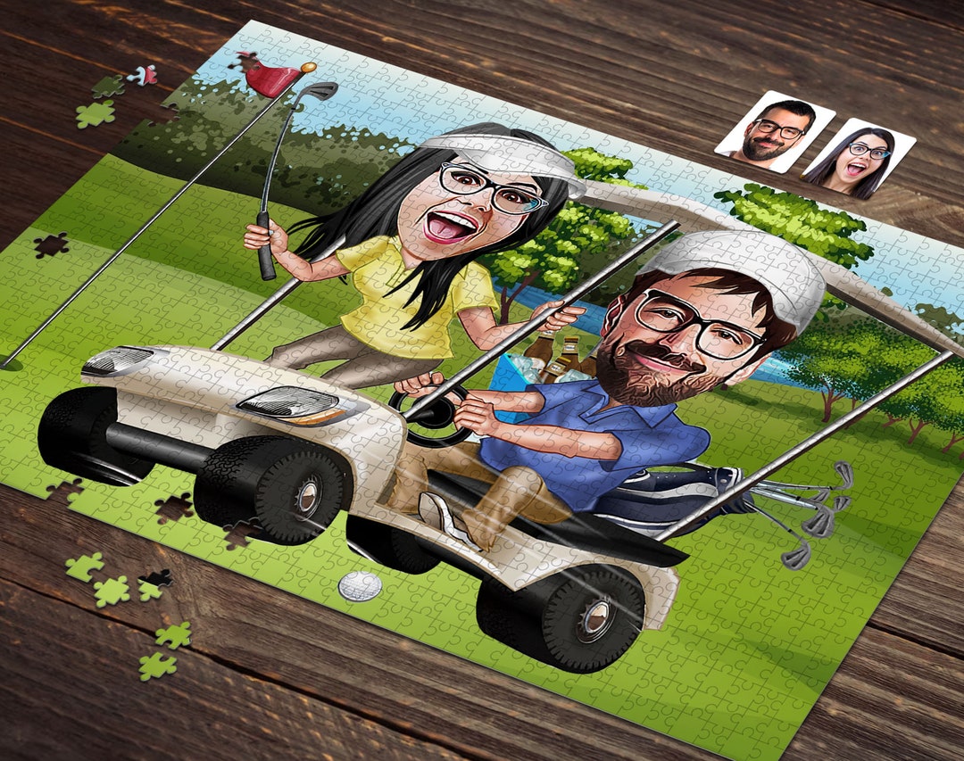 Personalized 1000 Pieces Cartoon Golf Player Couple Jigsaw Puzzle ...