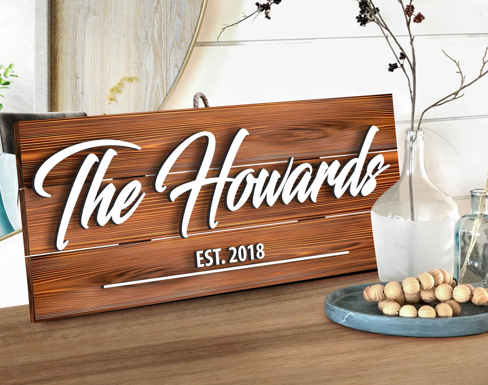 Custom Wooden Sign Personalized Name Sign Surname Pallet - Etsy