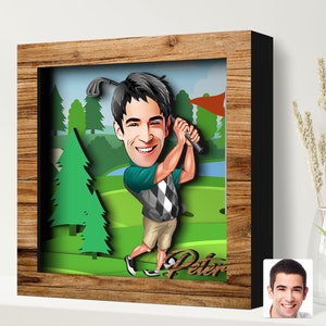 Personalized Golfer 3D Handcrafted Seven Layered Wooden Shadow Box ...
