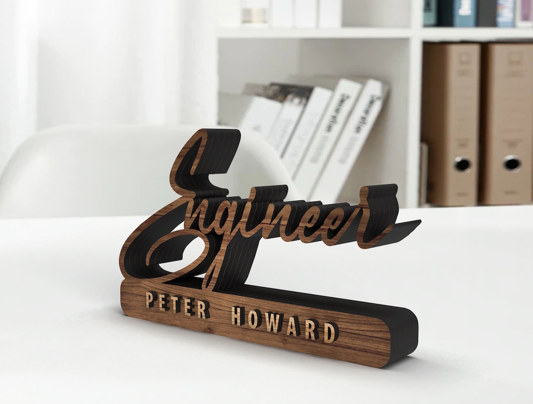 Personalized Handcrafted 3D Wooden Desk Name Plate, Custom 3D ...