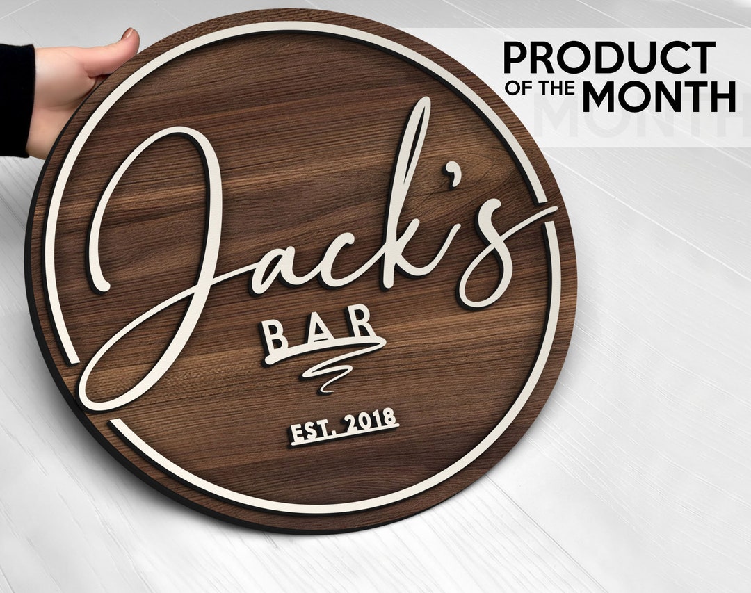 Personalized 3D Embossed Wooden Bar Sign, Round Wooden Sign, Custom ...