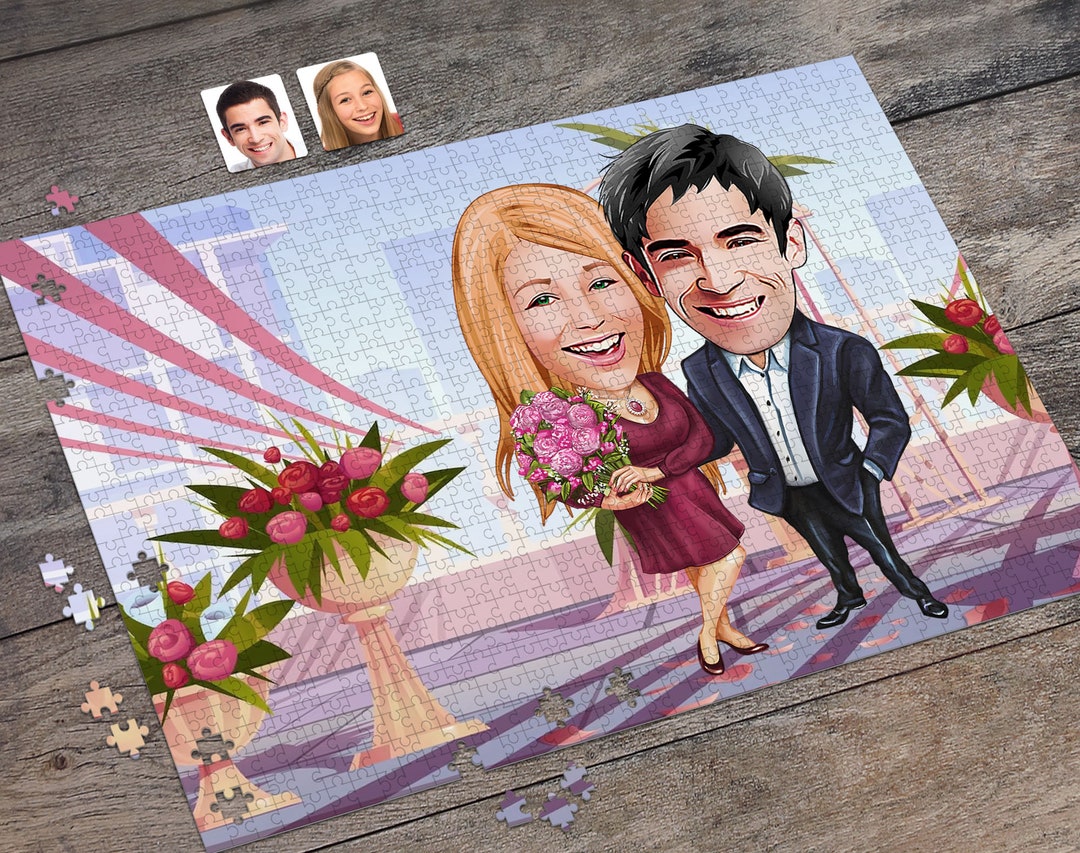 Personalized 1000 Pieces Cartoon Couple Jigsaw Puzzle, Custom Jigsaw ...