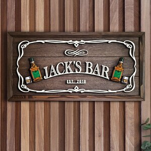 Personalized Handmade Oak Tree Bar Sign Custom Wood Bar Sign - Etsy