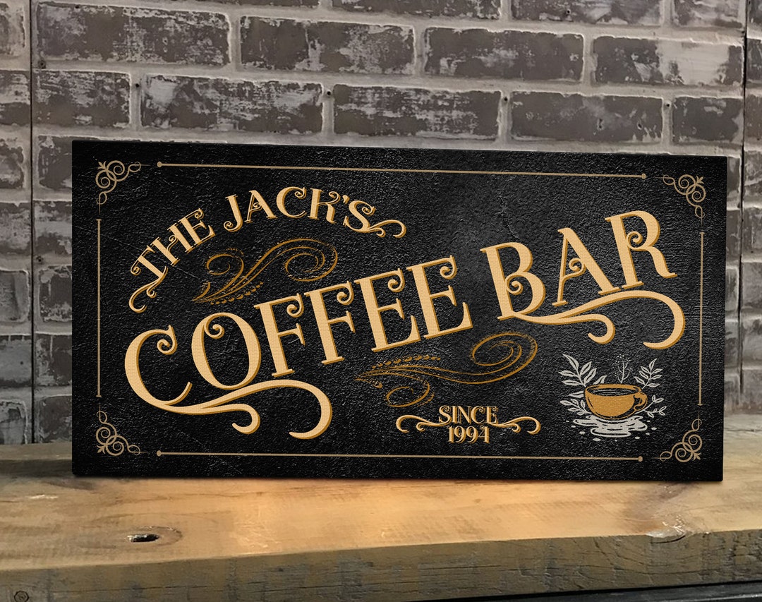 Personalized Canvas Coffee Bar Sign, Custom Canvas Frame, Coffee Shop ...