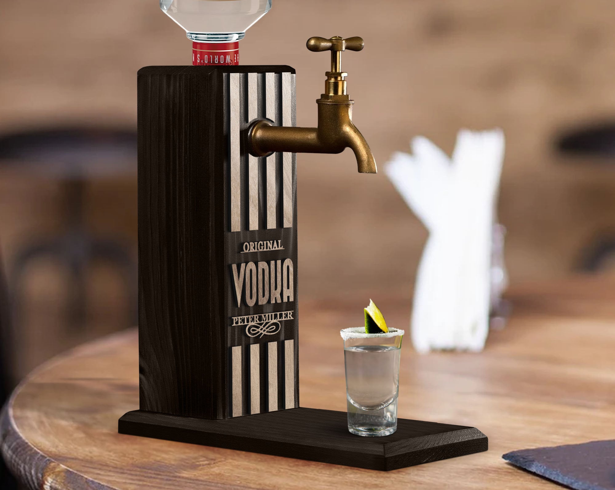 Personalized Embossed Name Wood Vodka Dispenser, Wine, Vodka, Whiskey ...