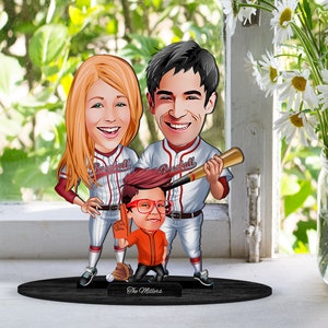 Personalized 3D Wooden Cartooned Baseball Player Family Figurine ...
