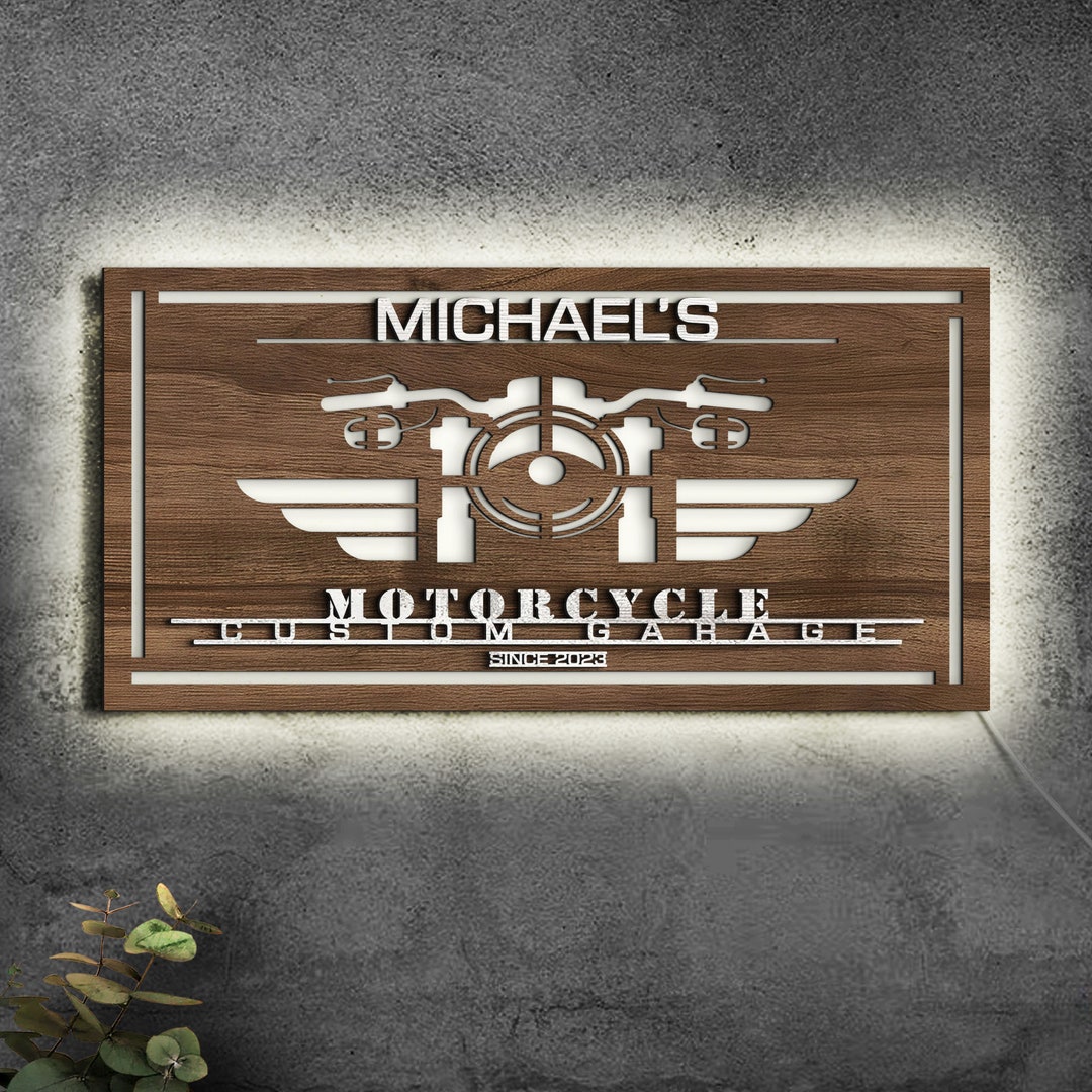 Personalized LED Light Wooden Garage Sign Custom Embossed - Etsy