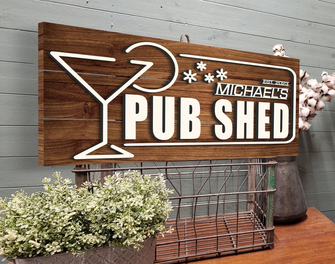 Custom Natural Wood Bar Sign, Personalized Pub Sign, Whiskey Bar Sign ...
