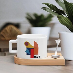 Personalized Artistic Klee Design Coffee and Tea Cup Set With Wooden ...