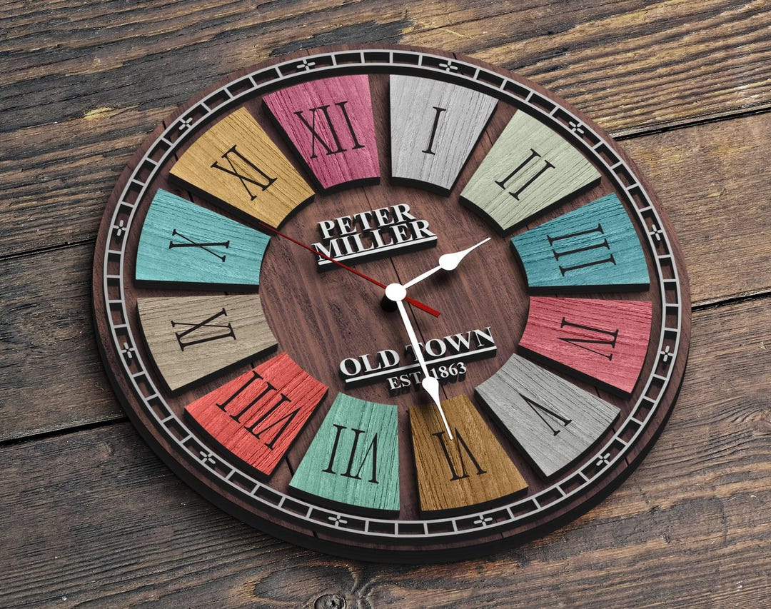 Personalized Big 3D Wooden Wall Clock, Oversized Clock, Custom Large ...
