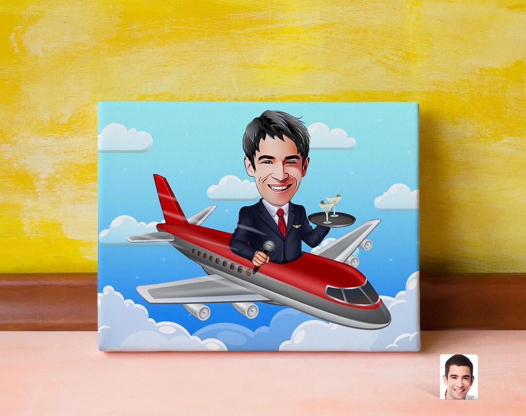 Personalized Steward, Flight Attendant Caricature Drawing, Cartoon From ...