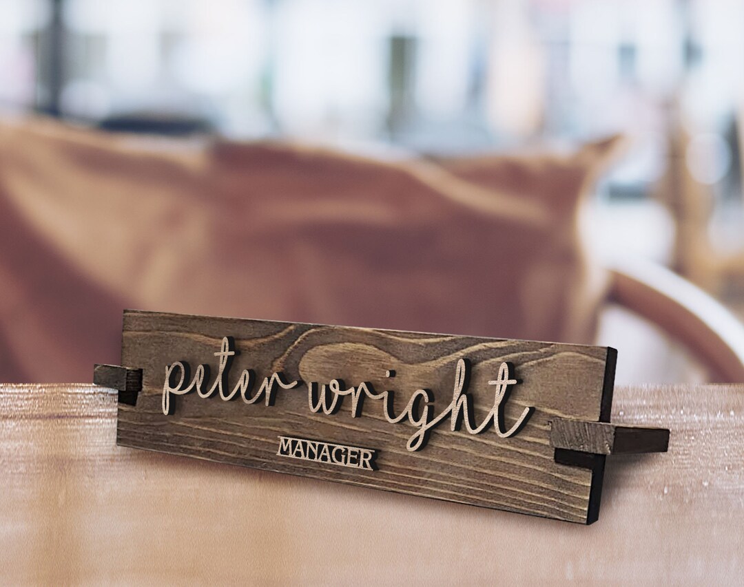 Personalized Handcrafted 3D Naturel Wood Desk Nameplate, Custom 3D ...