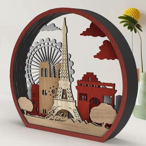 Handcrafted 12 Layered 3D Paris City Wooden Decoretive Wall and Desktop ...