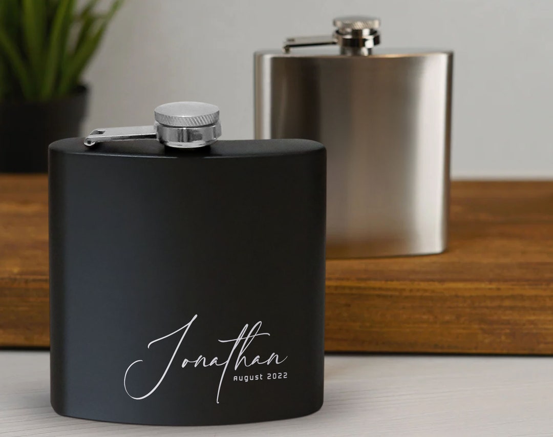 Personalized Laser Engraved Steel Hip Flask, Custom 6oz Hip Flask ...