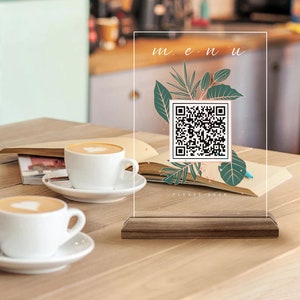 Custom Made QR Code Menu Sign, Custom Natural Wood and Acrylic ...