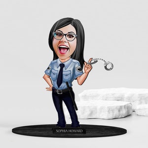 Personalized 3D Wooden Cartooned Police Officer Figurine Trinket ...
