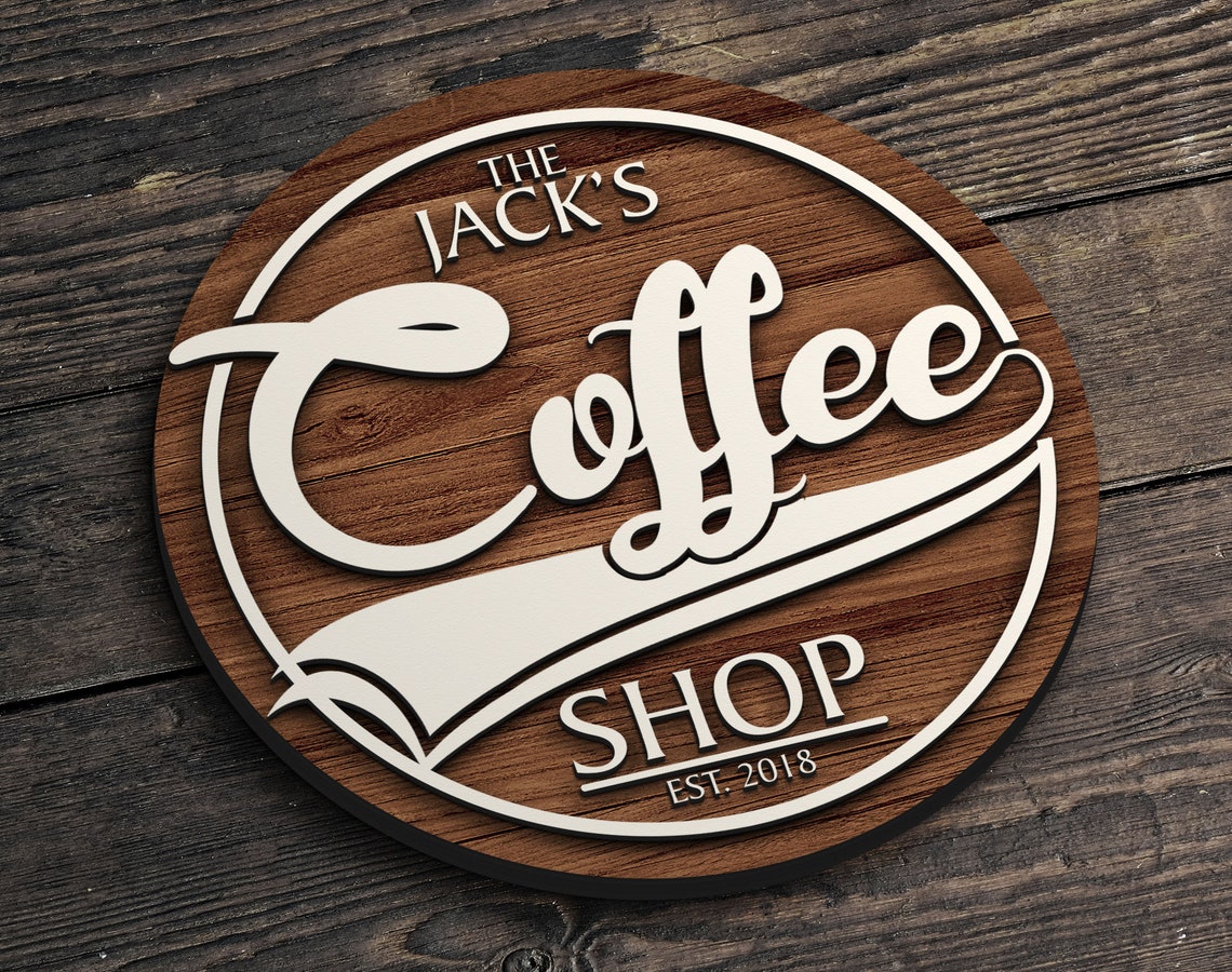 Personalized Coffee Bar Coffee Shop Sign Round Wooden Sign - Etsy