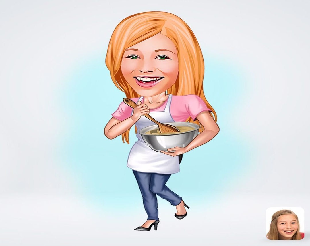 Personalized Female Chef Drawing / Female Chef Cartoon Drawing / Woman ...