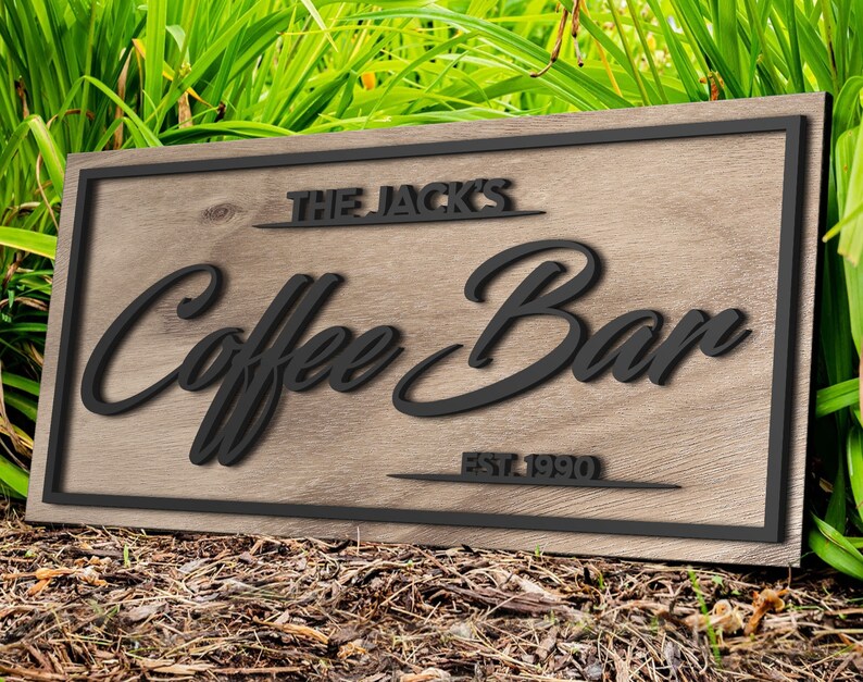 Personalized Coffee Bar Sign Wooden Sign Gift Custom Wood - Etsy