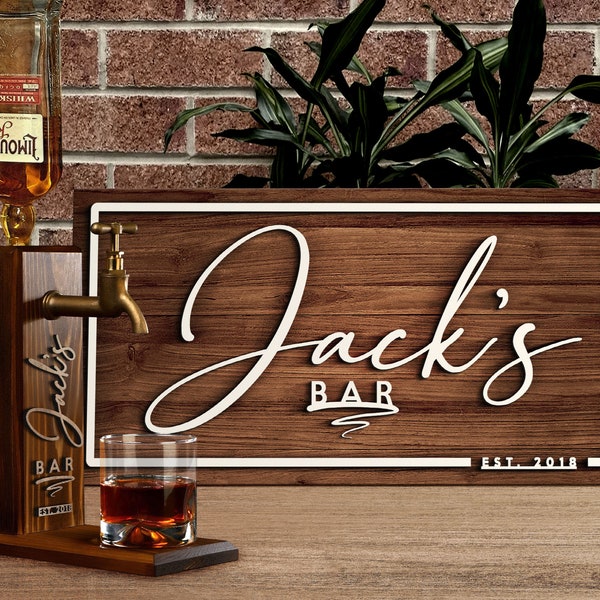 Vintage Wooden Home Bar Sign at Carolann Ness blog