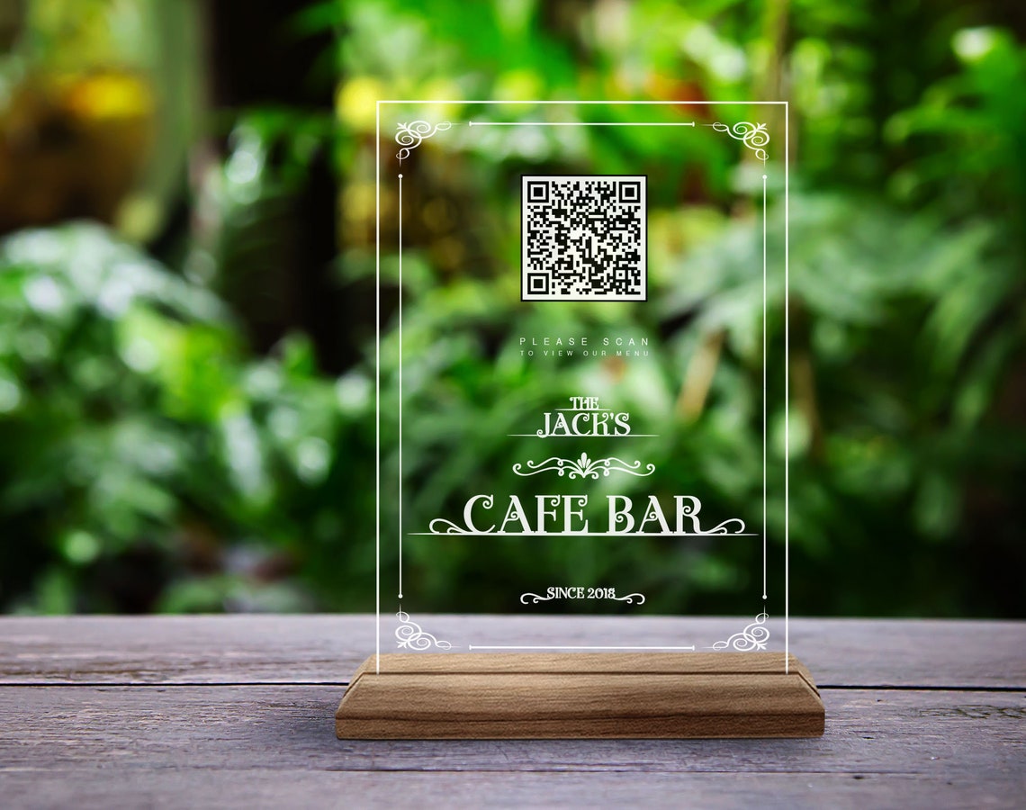 Custom Made QR Code Menu Sign Custom Natural Wood and Acrylic - Etsy