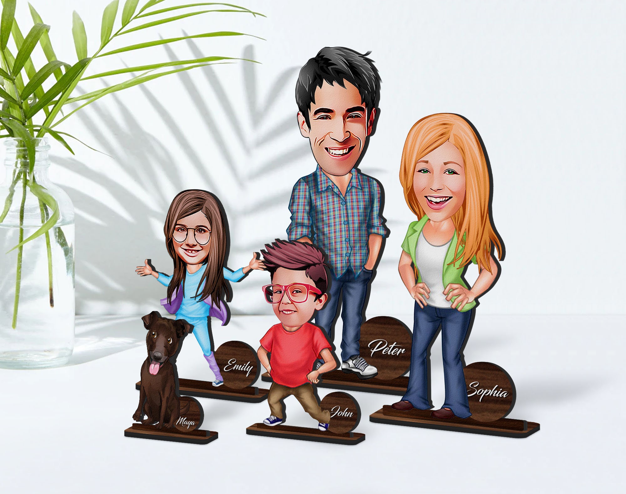 Personalized Wooden Cartoon Family Trinket Set Wooden Family - Etsy