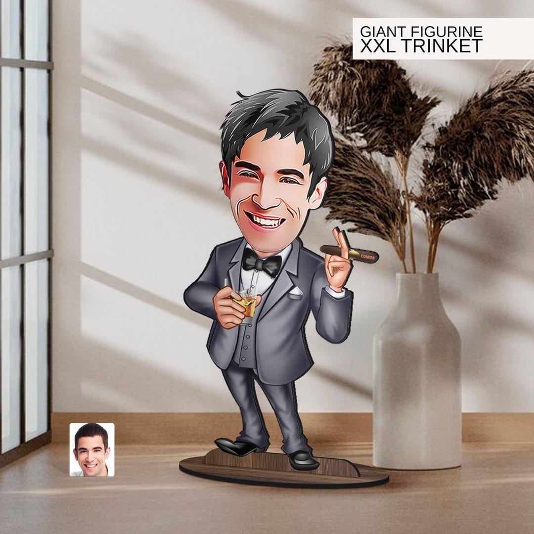 Personalized 3D Wooden Cartoon Boss CEO Oversized Figurine Trinket ...