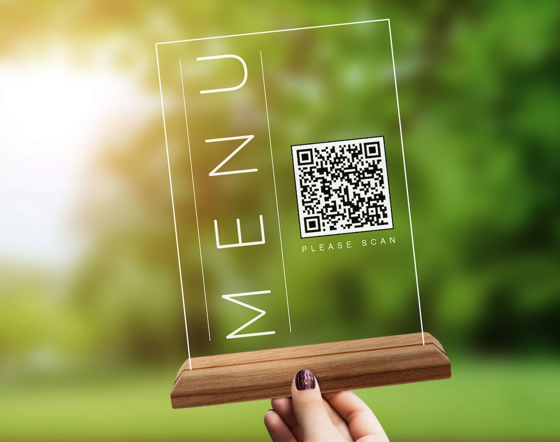 Custom Made QR Code Menu Sign Custom Natural Wood and Acrylic - Etsy