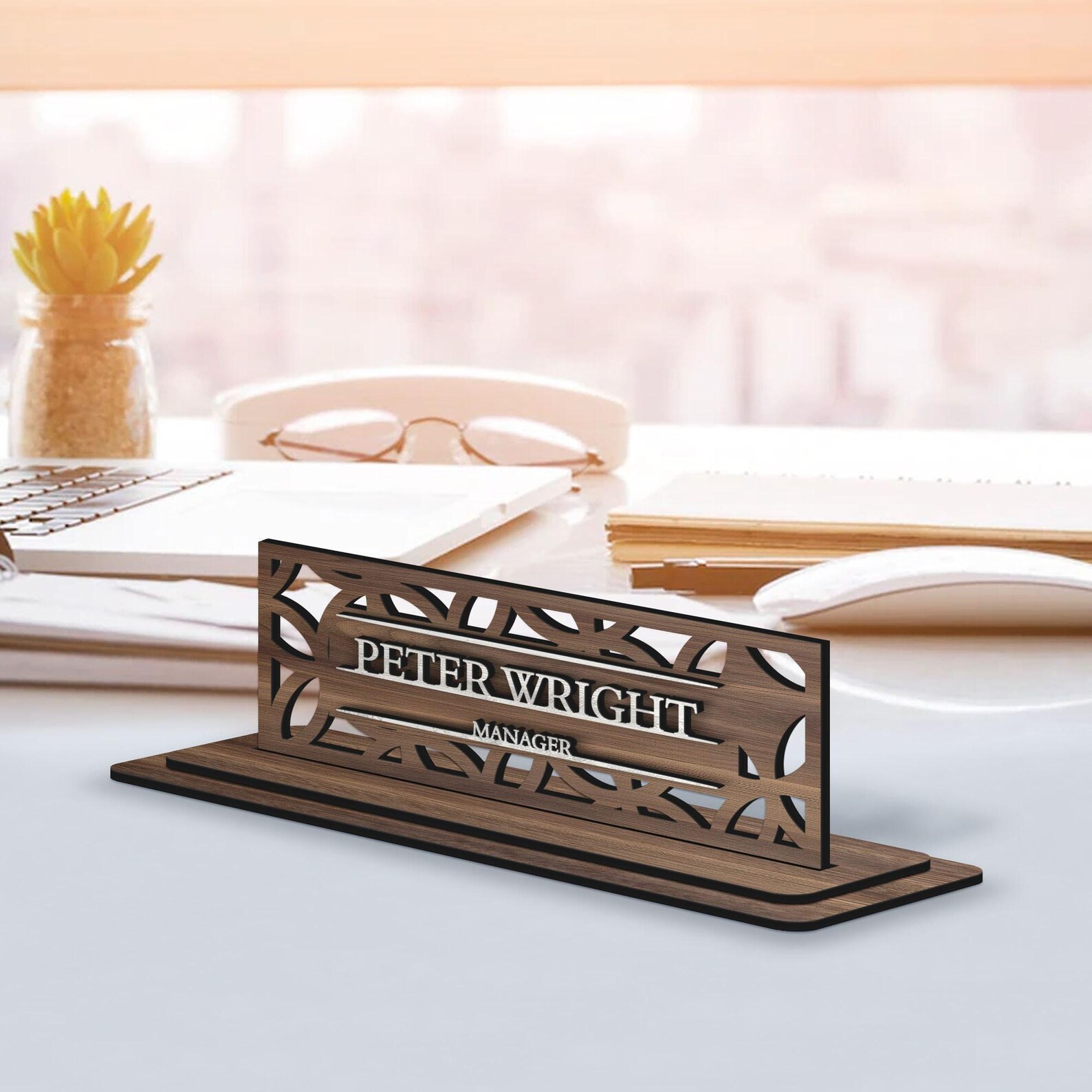 Personalized Handmade 3D Wooden Name Plate, Custom Laser Cut Table Name ...