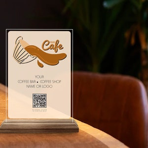 Custom Made QR Code Menu Sign, Custom Natural Wood and Acrylic Coffee ...