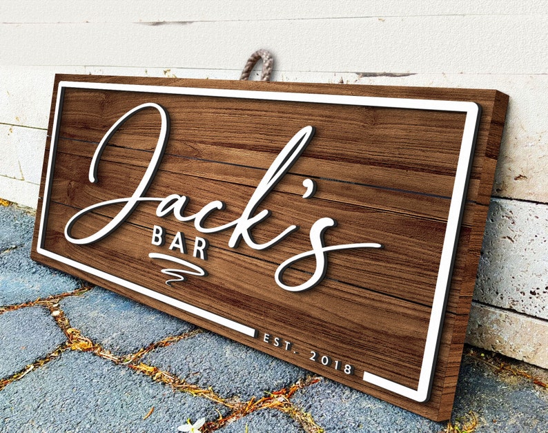 Personalized Bar Sign Wooden Sign Gift Custom Wood Sign - Etsy
