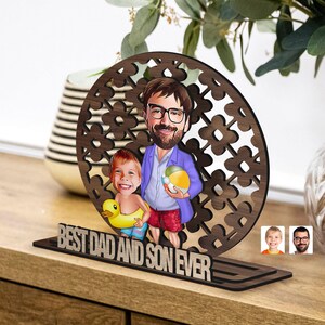Personalized 3D Wooden Cartoon Father's Day Figurine Trinket, Custom ...