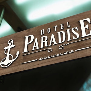 Personalized Logo Hotel Sign, Yacht Club Sign, Custom Wood Sign ...