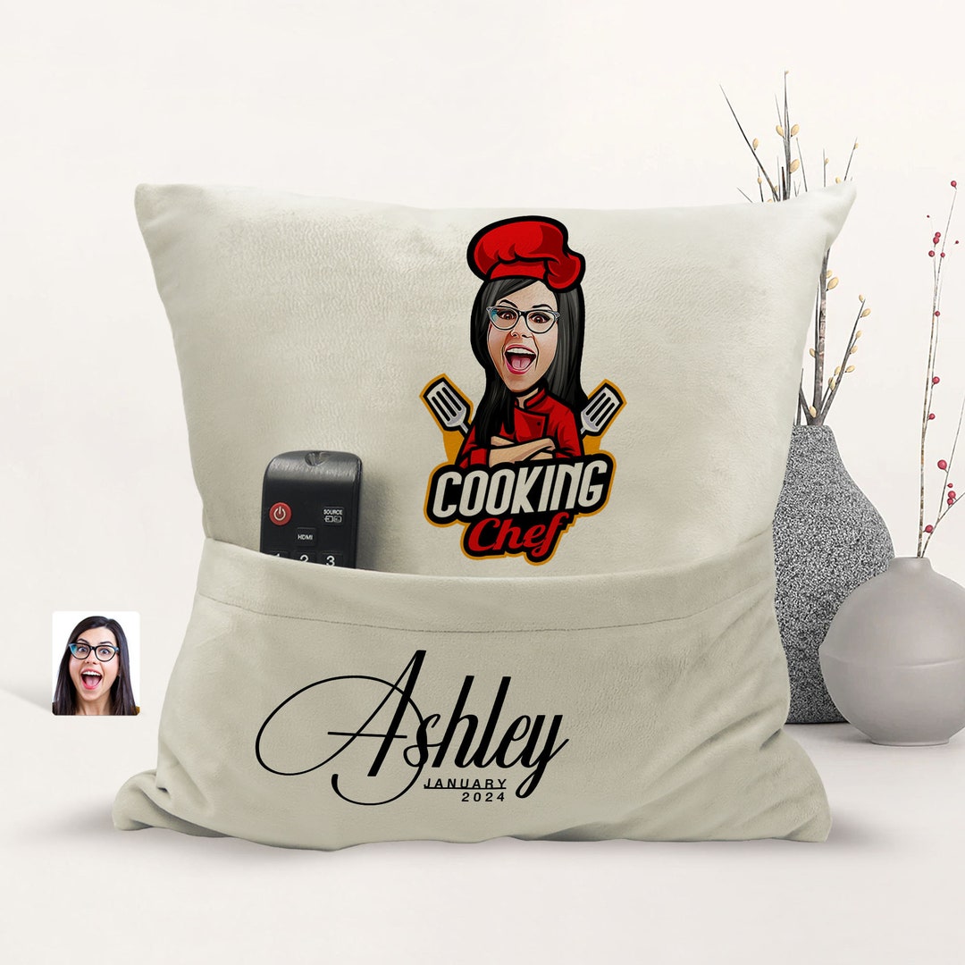 Personalized Chef Cartoon Pillow With Pockets, Custom Caricature ...