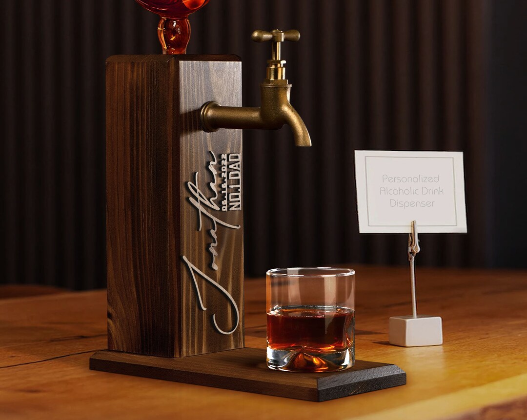 Personalized Embossed Name Wooden Whiskey Dispenser, Wood Dispenser ...