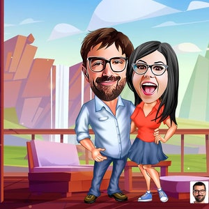 Personalized Cartoon Couple Drawing, Custom Cartoon Drawing, Cartoon ...