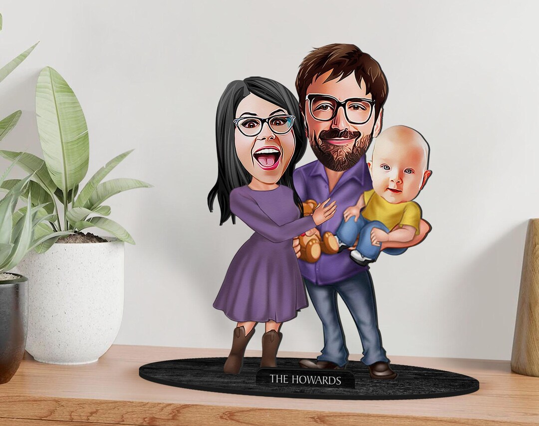 Personalized 3D Wooden Cartooned Family Figurine Trinket, Custom ...