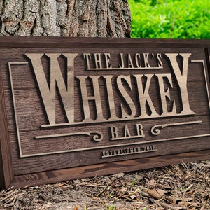 Personalized Handmade Oak Tree Bar Sign, Custom Wood Bar Sign, Bar and ...