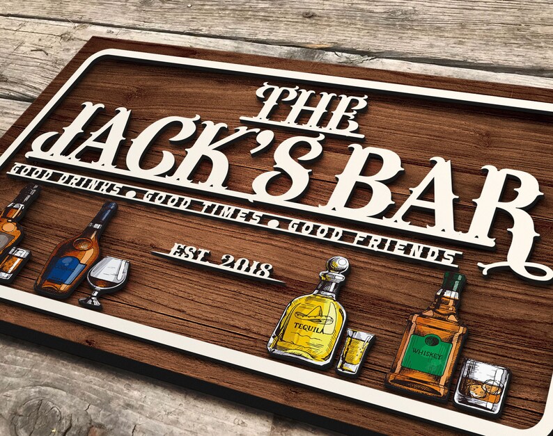 Personalized Wooden Bar Sign Custom Wood Sign Personalized - Etsy