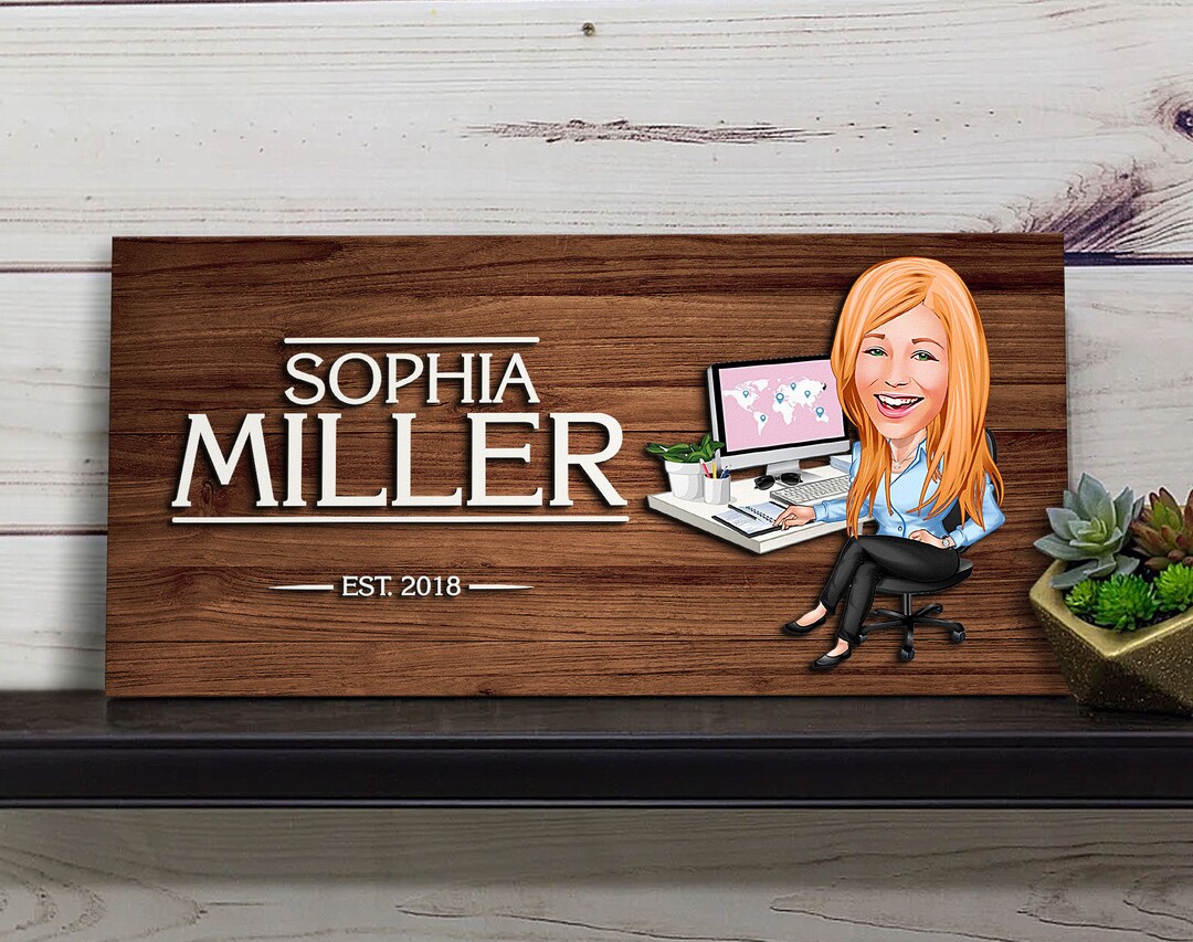 Personalized 3D Wooden Named Cartooned General Manager Sign - Etsy
