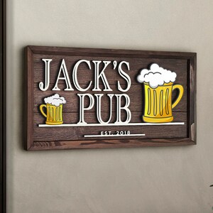 Personalized Handmade Oak Tree Bar Sign Custom Wood Bar Sign - Etsy