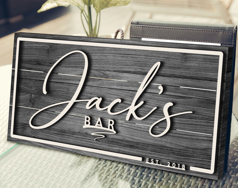 Personalized Bar Sign Wooden Sign Gift Custom Wood Sign - Etsy