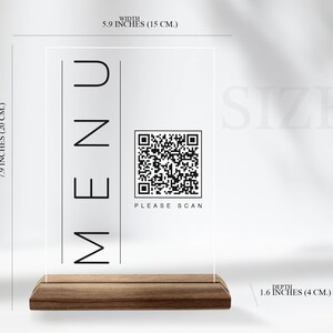 Custom Made QR Code Menu Sign, Custom Natural Wood and Acrylic ...