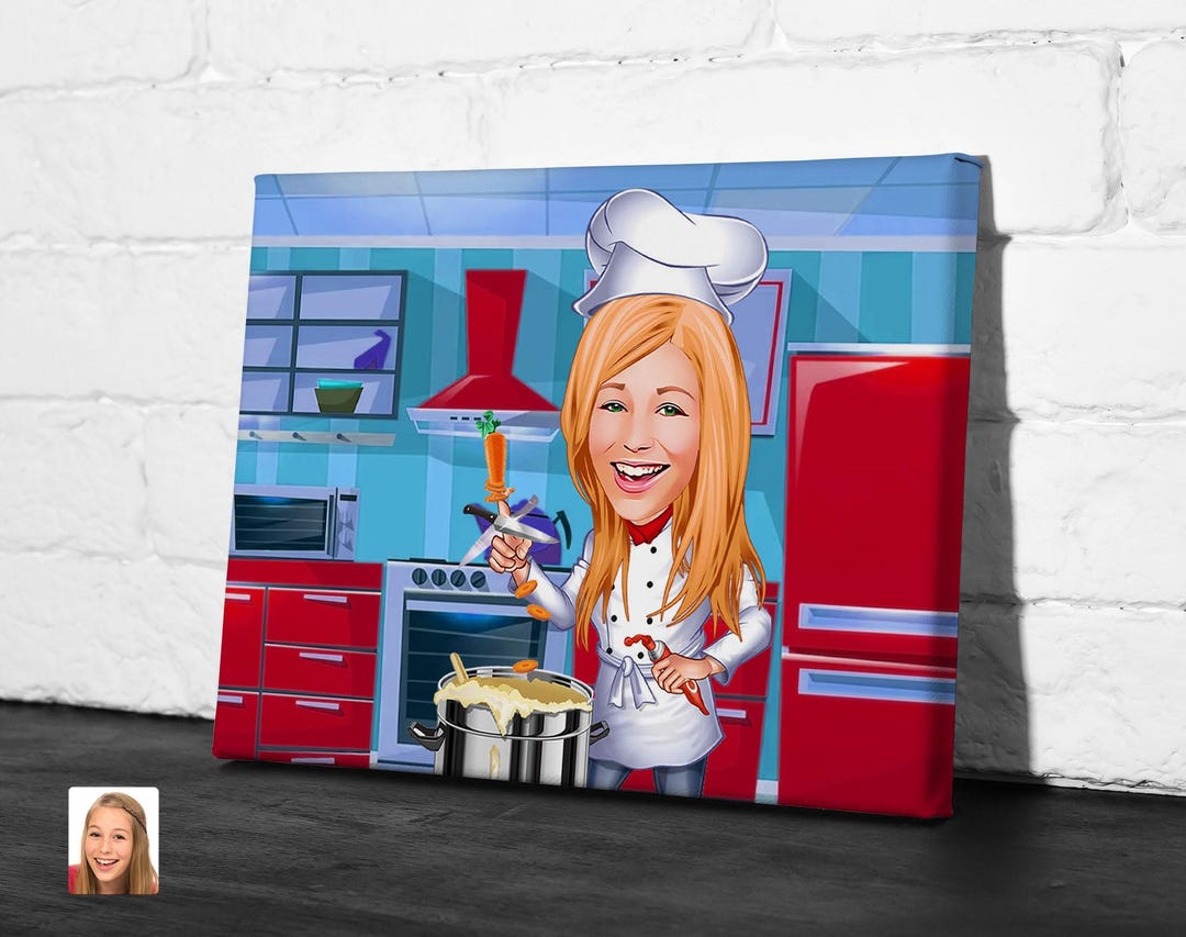 Personalized Chef Caricature Drawing, Cartoon From Photo, Custom ...
